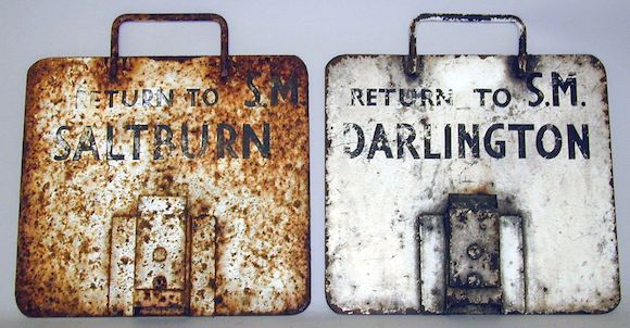 Bonhams : Two metal LNER/BR(NE) locomotive excursion headboards