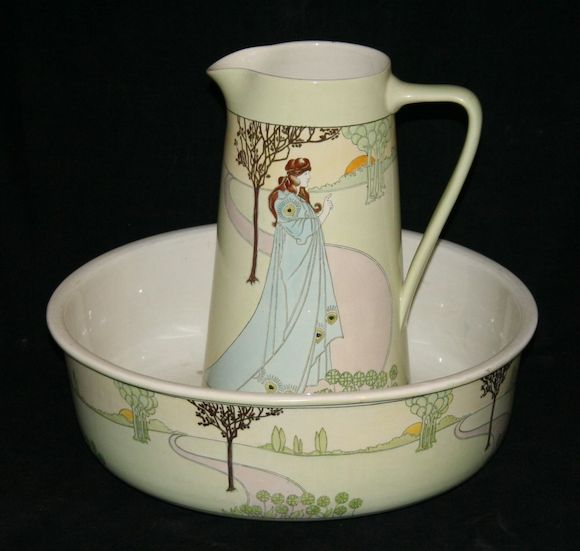 Bonhams : Spencer Edge for Malkin pottery; an art nouveau bathroom set
