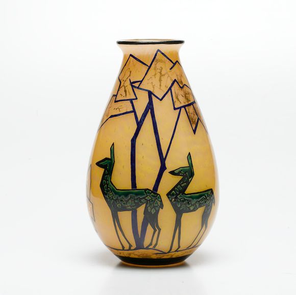 Bonhams : Marcel Goupy An Enamelled Art Deco Glass Vase, circa 1925