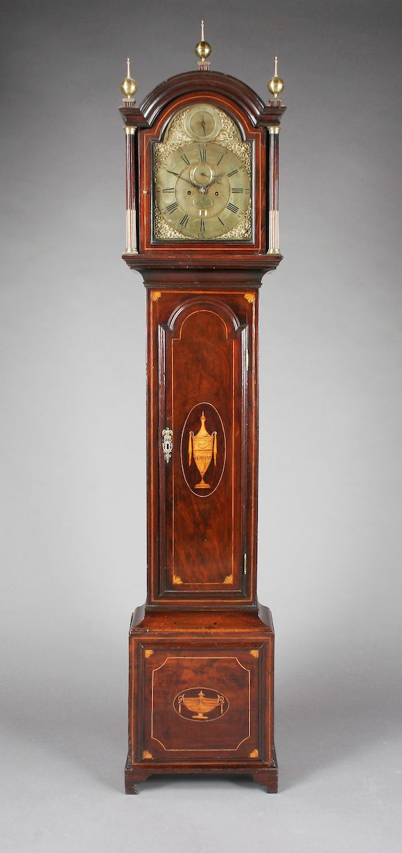 Bonhams : A George III mahogany, marquetry, fan spandrel and line ...