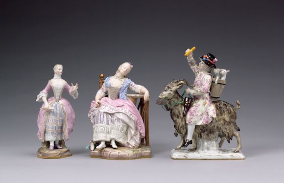 Bonhams : A Meissen figure of a lady and a bust of Luther circa 1850 ...