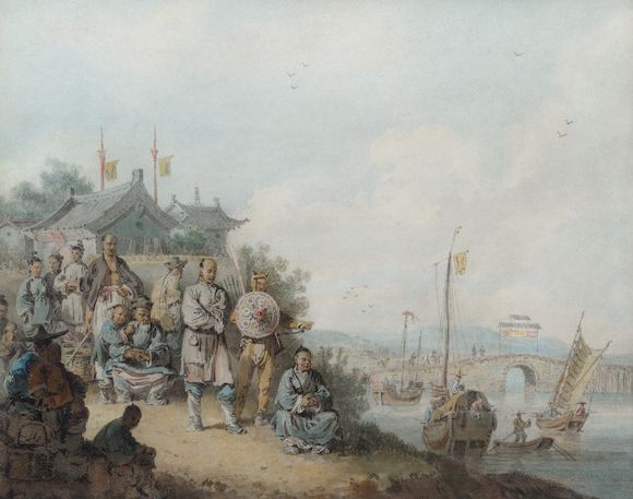 Bonhams : William Alexander (British, 1767-1816) Chinese figures on a ...