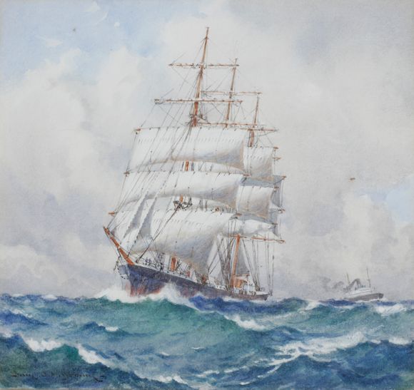 Bonhams : Samuel John Milton Brown (1873-1965) British Three-masted ...