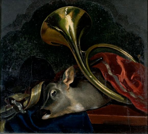 Bonhams : Dimitris Galanis (1879-1966) The chase 70 x 79 cm. (27 1/2 x 31 1/8 in.)