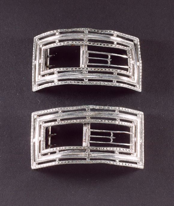 Bonhams : A pair of silver shoe buckles, by James Atkins, circa 1792 ...