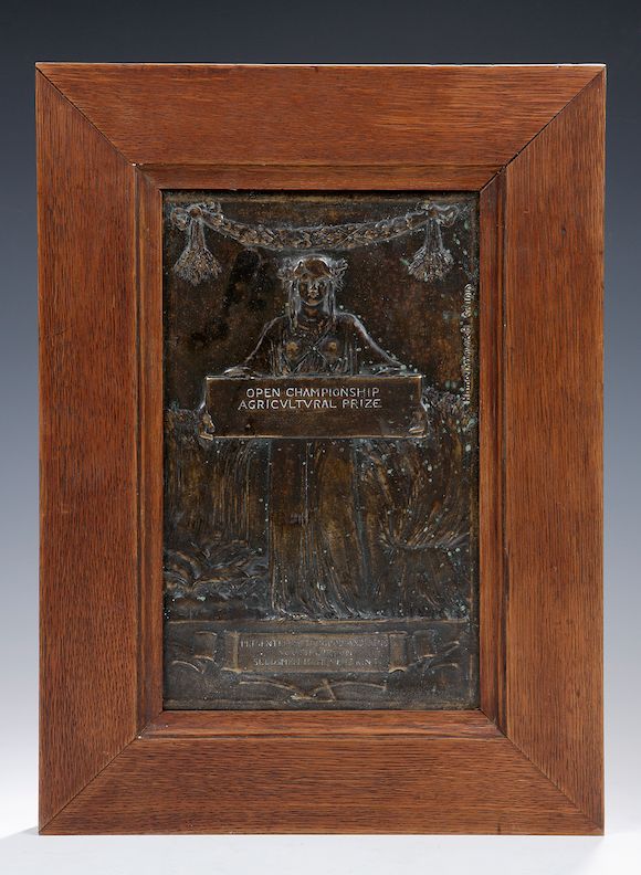 Bonhams : Sir Hamo Thornycroft (1850-1925) A rectangular bronze presentation plaque, dated 1919