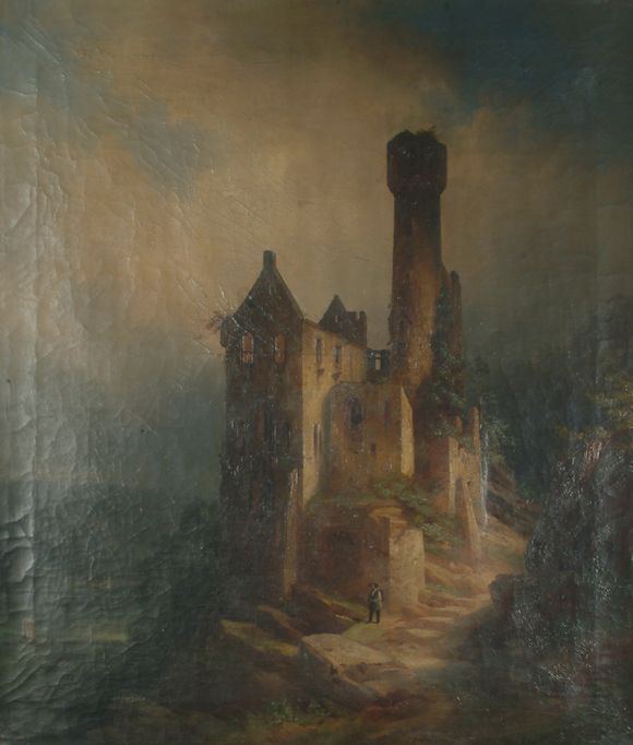 Bonhams : Theodore Verhas (German, 1811-1872) A traveller outside a ...
