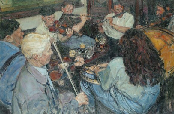 Bonhams : Anthony Butler (British, 20th Century) Pub Musicians, Killarney.