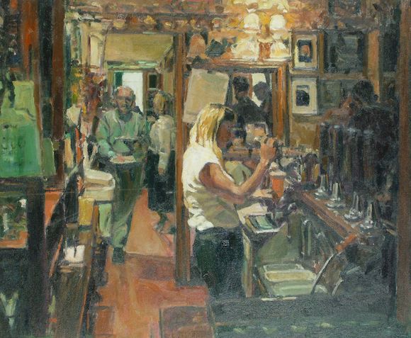 Bonhams : Anthony Butler (British, 20th Century) Barmaid and Waiter.