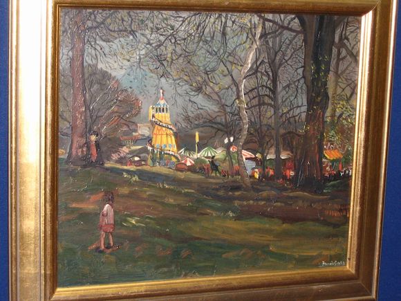 Bonhams : Sir Francis Cook (British 20th Century) A fairground on ...