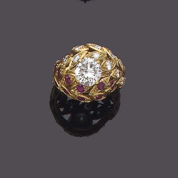 Bonhams : A diamond and ruby ring, by Kutchinsky,