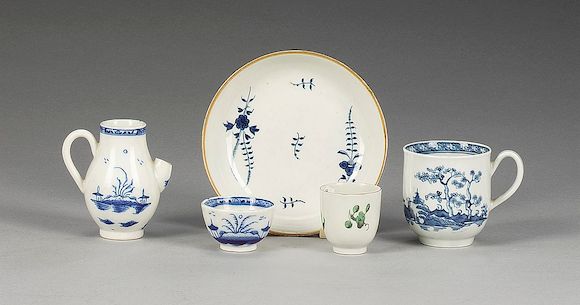 Bonhams : A Worcester 'Cannonball’ pattern coffee cup, a 'Chantilly ...