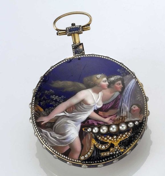 Bonhams : An early 19th century enamel decorated pocket watch with ...