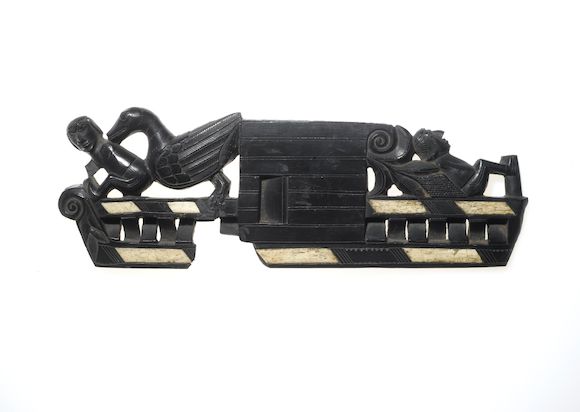 Bonhams : A Haida argillite ship panel pipe 31.5cm., incomplete