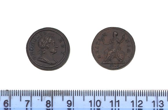 Bonhams : George I, Farthing "Dump" issue 1719, GEORGIUS REX