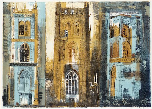 Bonhams : John Piper Three Somerset Towers 11 Lithograph, 1958, printed ...