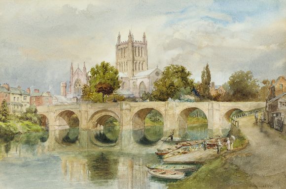 Bonhams : Richard Henry Wright (British, 1857-1930) Hereford Cathedral ...