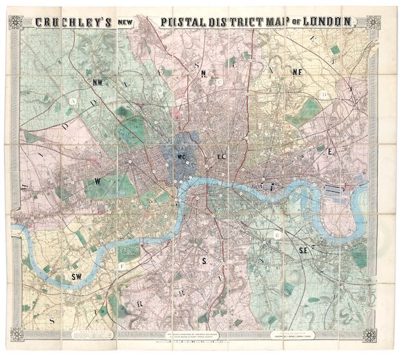 Bonhams : CRUCHLEY (GEORGE FREDERICK) Cruchley’s New Postal District Map of London