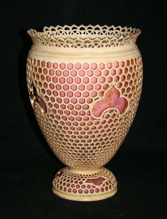 Bonhams : A Zsolnay double-walled reticulated vase, circa 1900