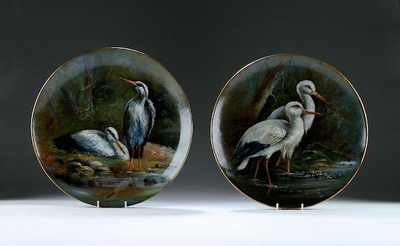Bonhams : A pair of Minton wall plates by A J Simpson