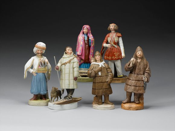 Bonhams : A biscuit figure of a Yurak hunter and his dog from the ...