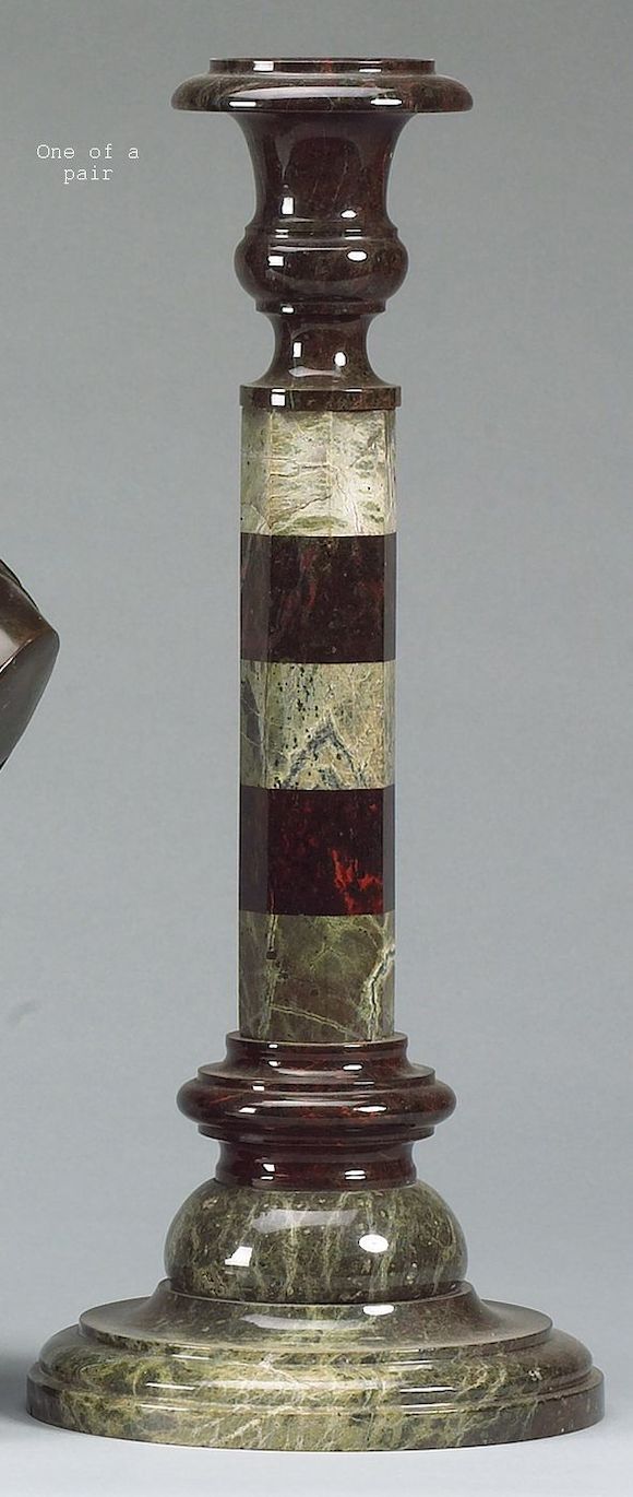 Bonhams : A pair of late 19th century turned specimen marble ...