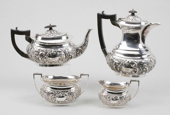 Bonhams : An Edwardian four piece tea set Maker's mark 'CTB ...