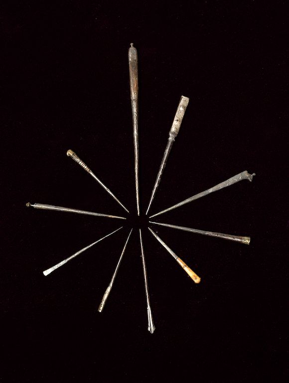 Bonhams : A collection of ten iron prongs