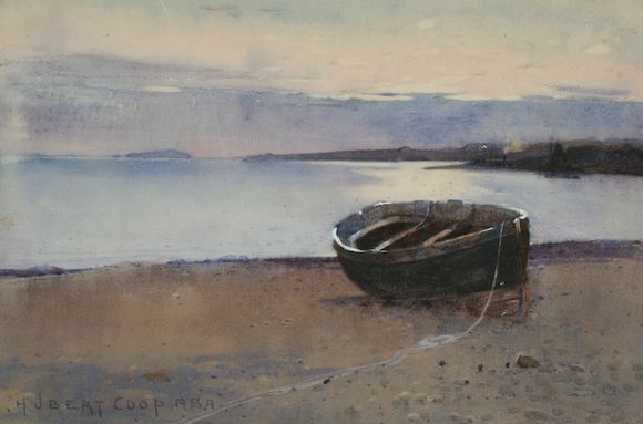 Bonhams : Hubert Coop Fishing boat on the shore, 24 x 35 cm (4).