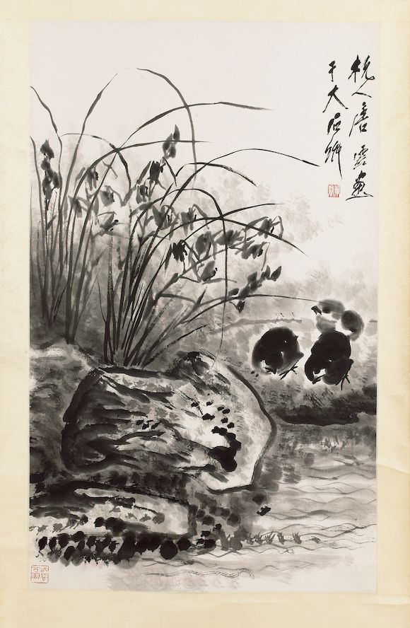 Bonhams : Tang Yun (1910-93) Orchids and Chicks