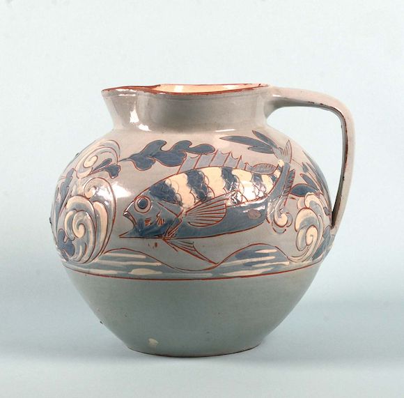 Bonhams : A large CH Brannam Barum pottery jug dated 1891,