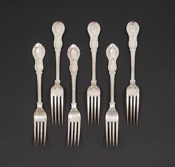 Bonhams : Twelve silver Cambridge pattern table forks and twelve table ...