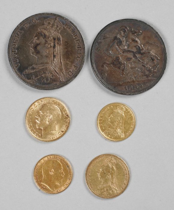 Bonhams : Victoria, Sovereign, 1890, Half-Sovereign, 1982, George V ...