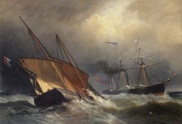 Bonhams : Richard Faxon (French, c. 1816-1875) A paddle frigate of the ...