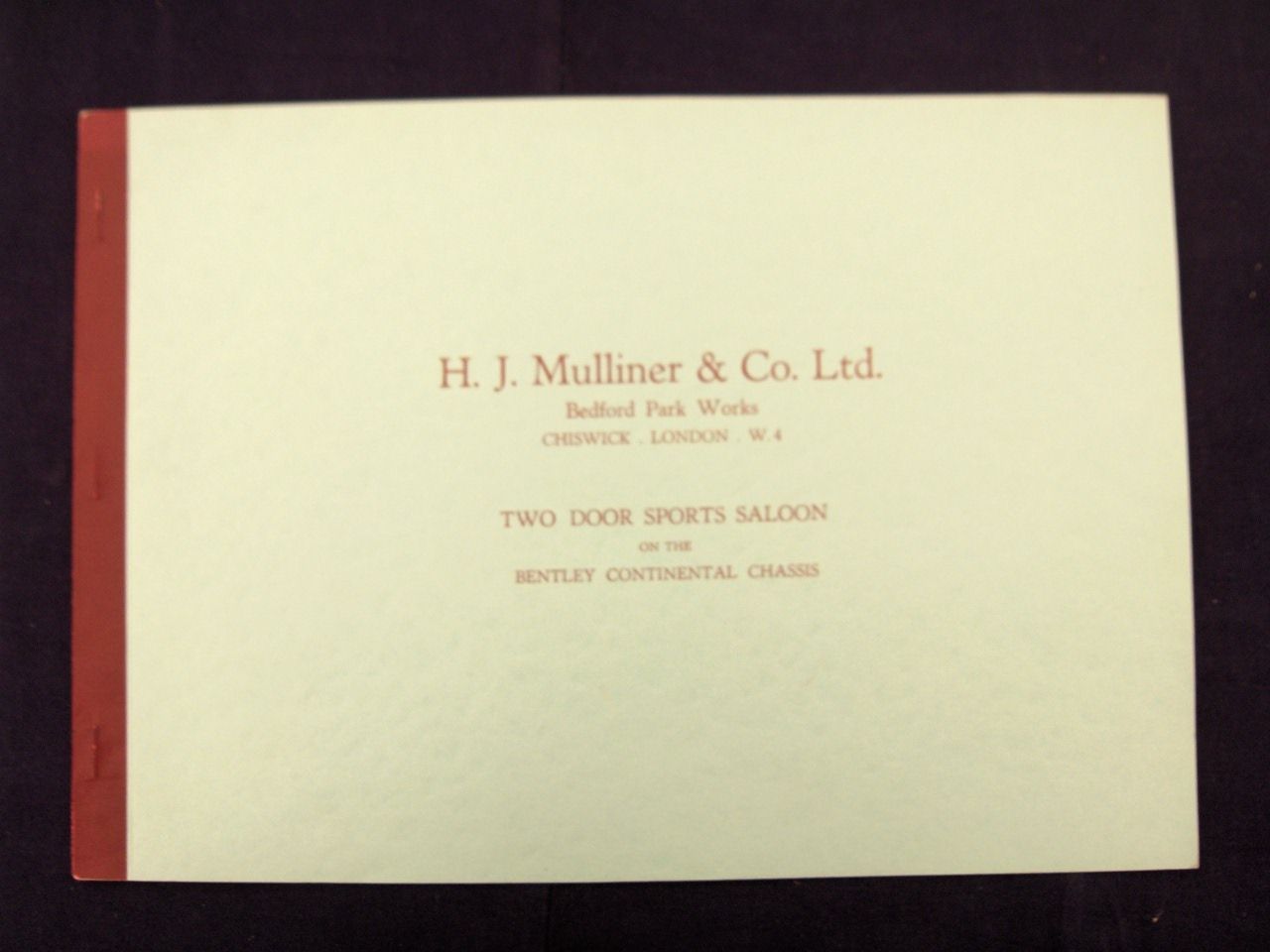 Bonhams Cars : An H.J Mulliner coachbuilders sales brochure,