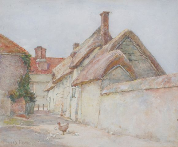 Bonhams : Innes Fripp (1867-1963) British, Hen and her chicks in a ...