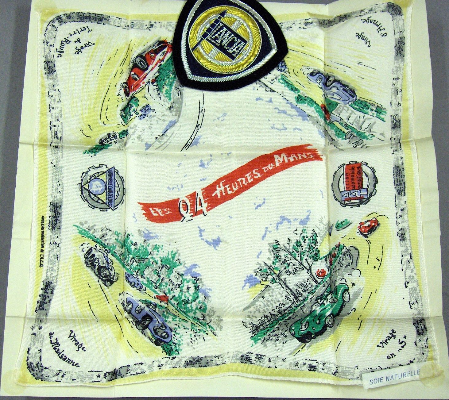 Bonhams Cars : A 24 hour Le Mans souvenir handkerchief, 1950s,