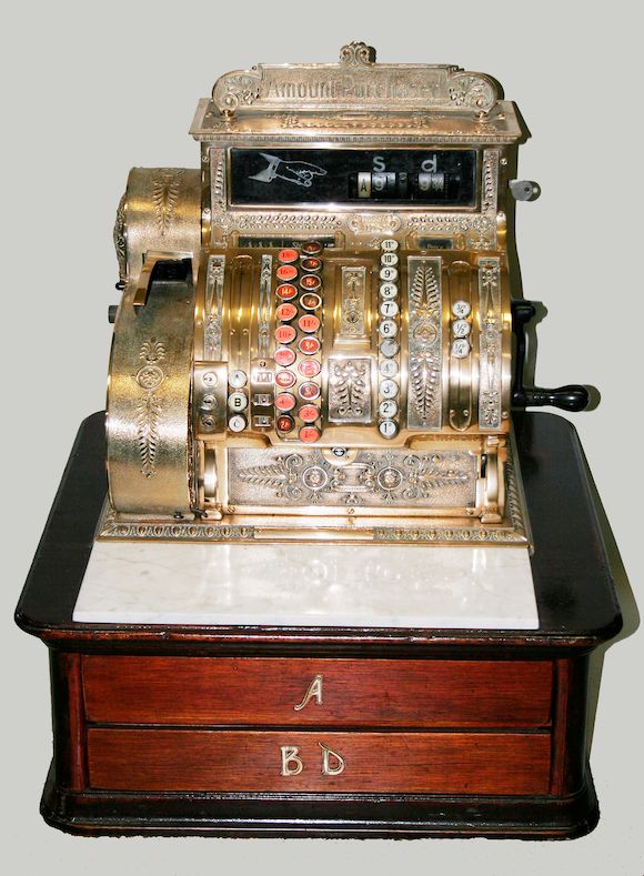 Bonhams : A late Victorian polished brass cash register