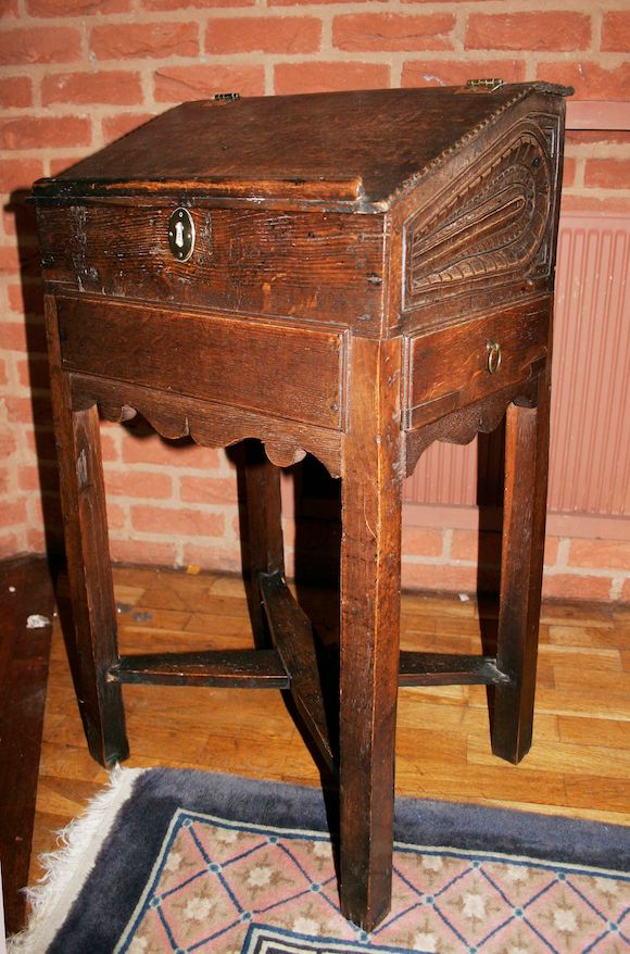 Bonhams : A 17th Century oak slant top table box