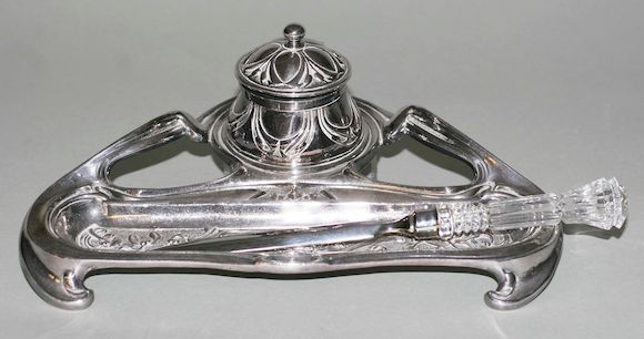 Bonhams : A W.M.F. style plated metal inkstand
