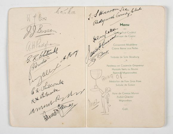 Bonhams : A Nineteenth Club Dinner Card 'In Honour of the British Ryder ...