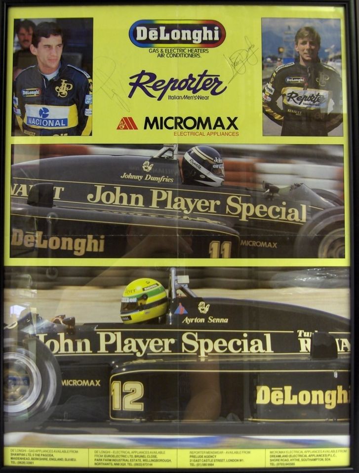 Bonhams Cars : A Team Lotus and DeLonghi advertising poster signed by ...
