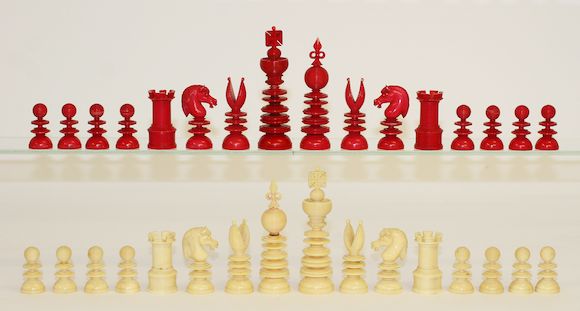 Bonhams : A good mid-19th century ivory chess set by William Lund