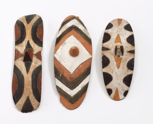 Bonhams : Three Tutsi wood dance shields