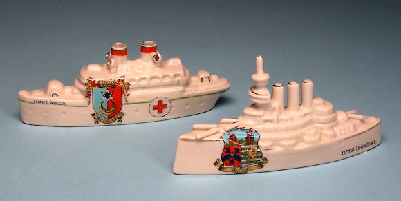 Bonhams : A Carlton China model of a battleship titled HMS Iron Duke