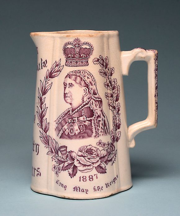 Bonhams : 1887 Jubilee, a shaped pottery jug possibly by David Methven ...