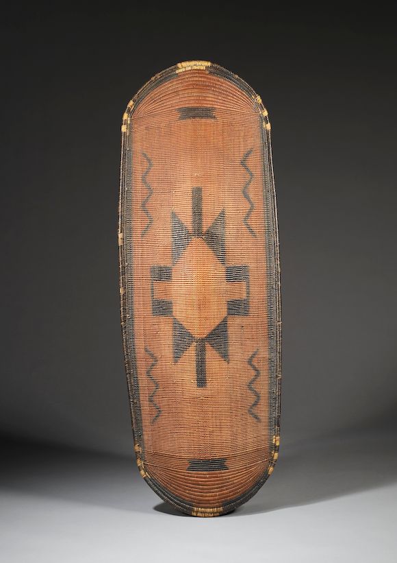 Bonhams : A Ngala vegetal fibre shield and a Sukuma hide shield 2