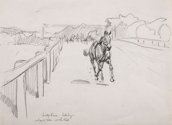 Bonhams : Peter Biegel (1913-1988) "Loose horse. Salisbury - unslipped ...