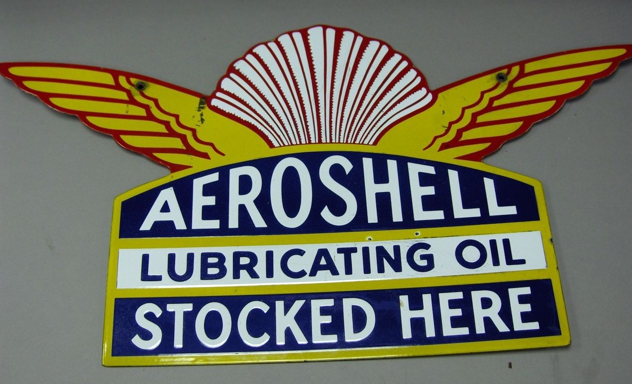 Bonhams Cars : An Aeroshell enamel sign, 16 x 28in