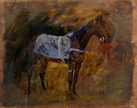 Bonhams : Peter Biegel (1913-1988) "Harlem" a brown race horse in a ...